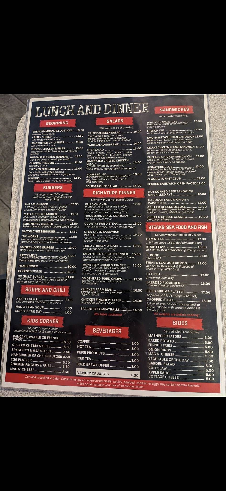 Menu at 301 Plaza Restaurant, Middletown
