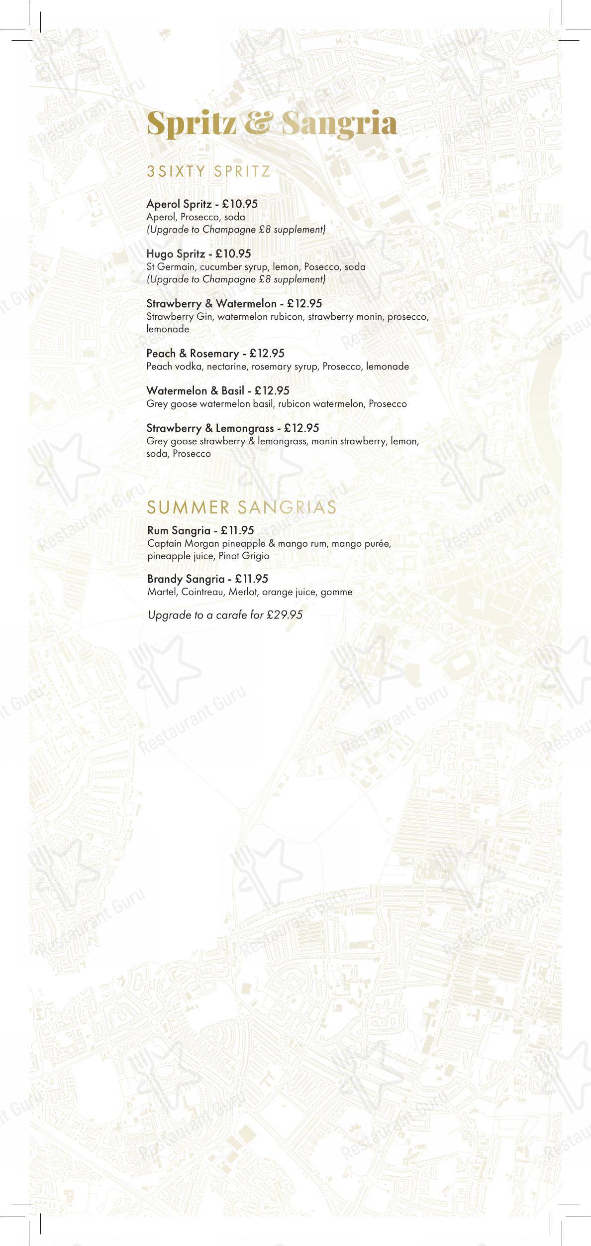 Menu at 3SIXTY Restaurant & Sky Bar, Newcastle upon Tyne