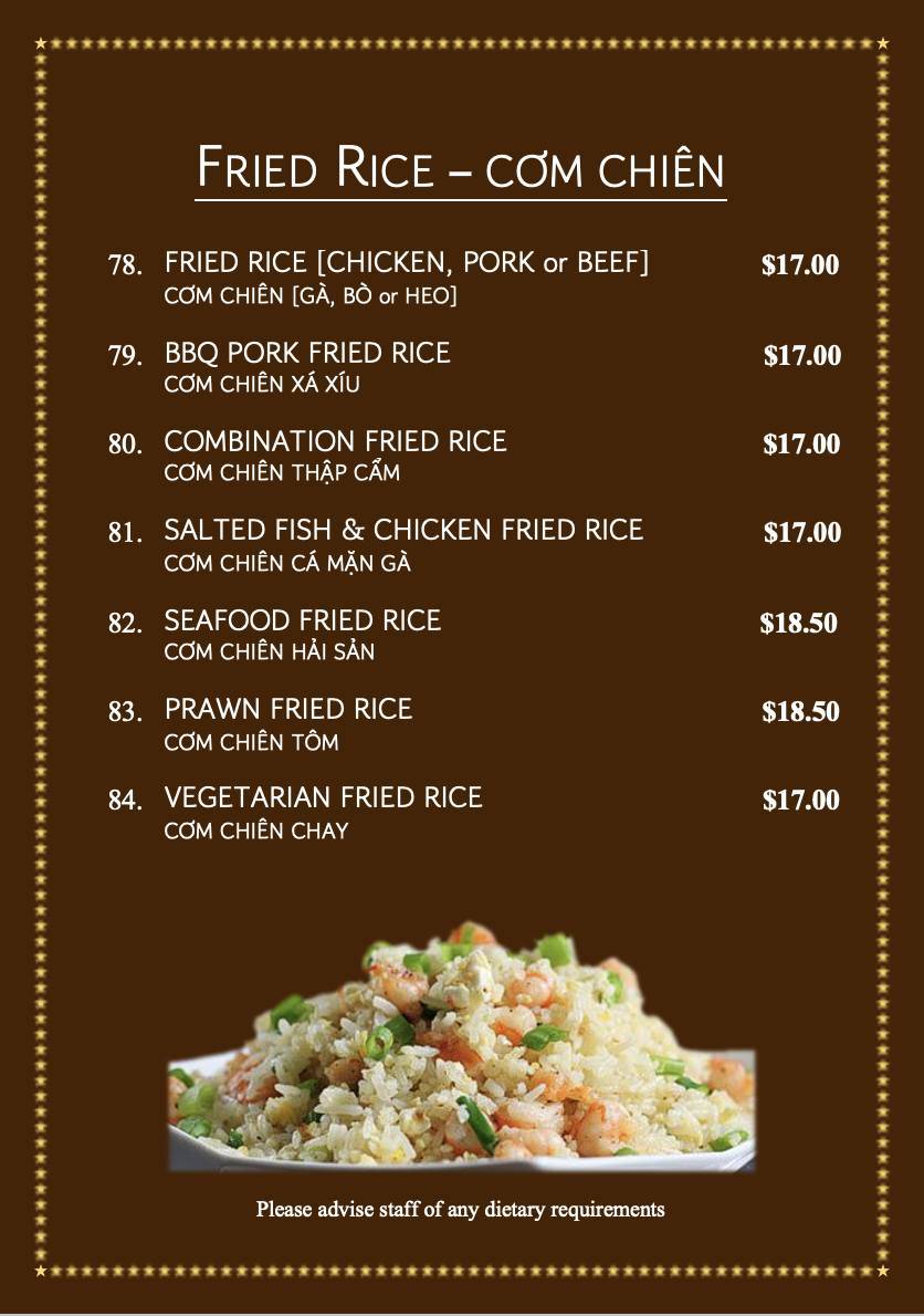 Menu at 5 Star restaurant, Christchurch, 250 Clyde Rd