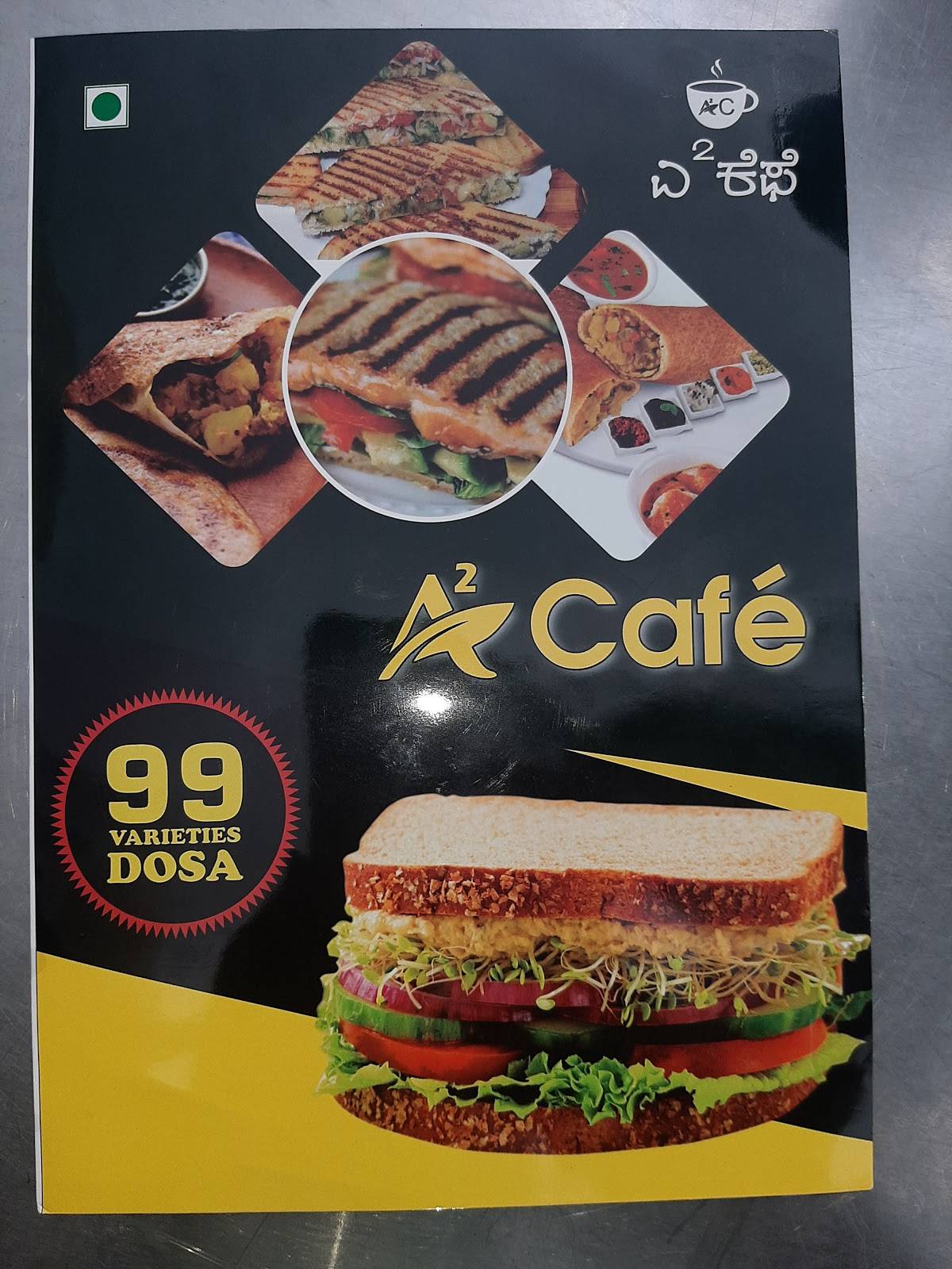 Menu at A2 Cafe, Mysuru