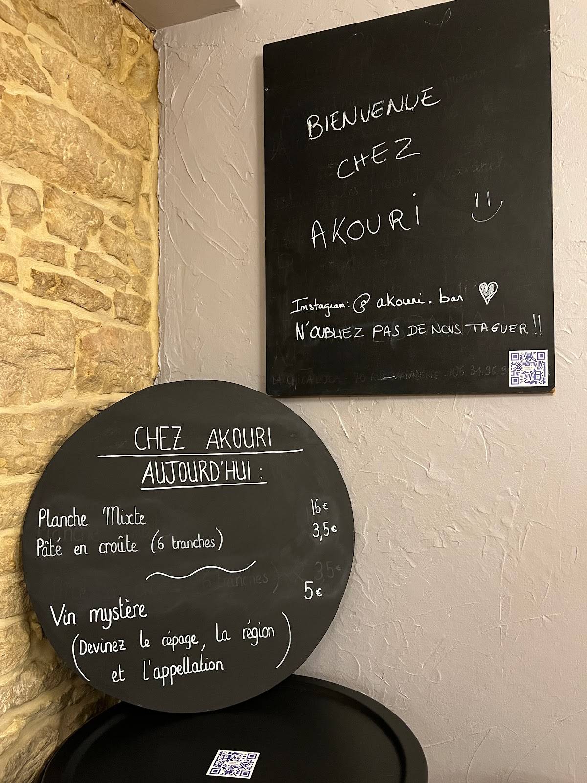 Menu au AKOURI - Bar à vin, Dijon