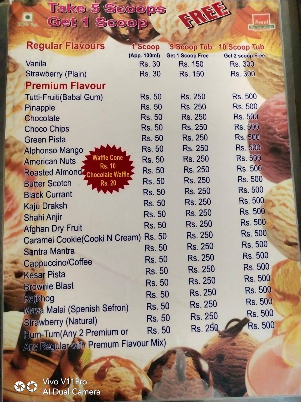 Menu at AMUL ICE CREAM PARLOR, Mumbai, SHOP NO. 3