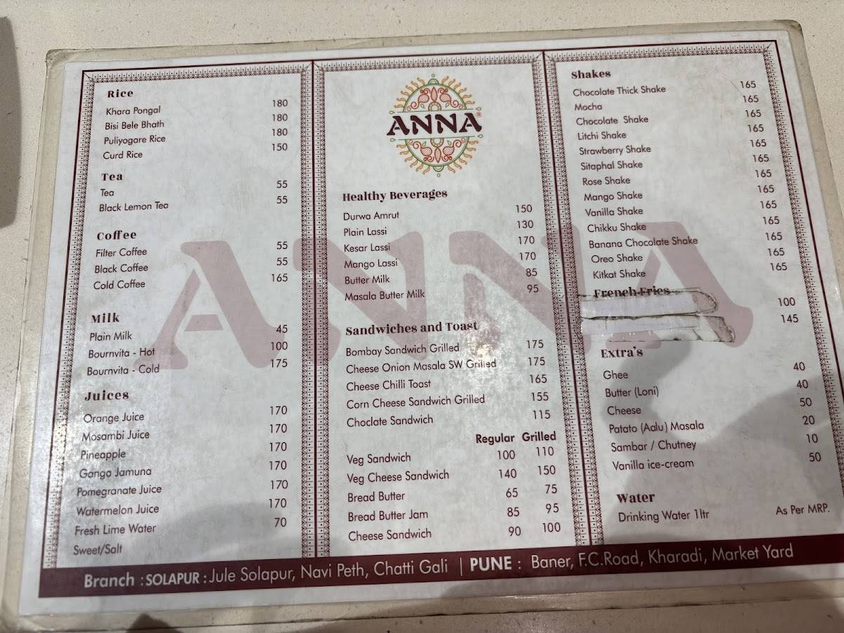 Menu at ANNA, Pune, 273