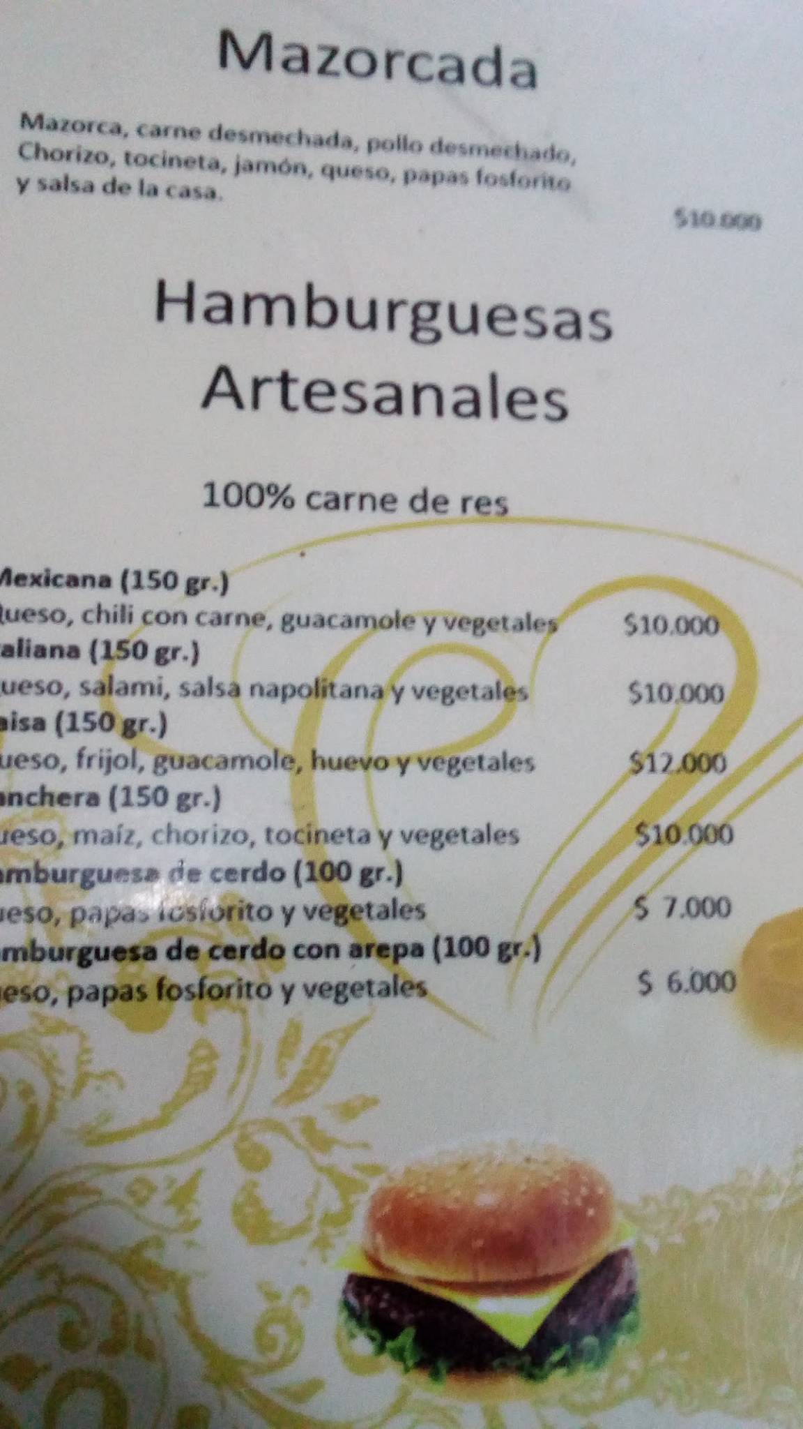 Menu at ARTE CAFE, Bogotá