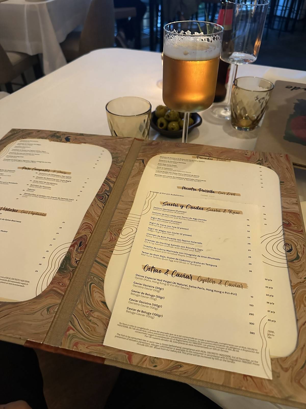 Carta del pub y bar Aarde, Madrid