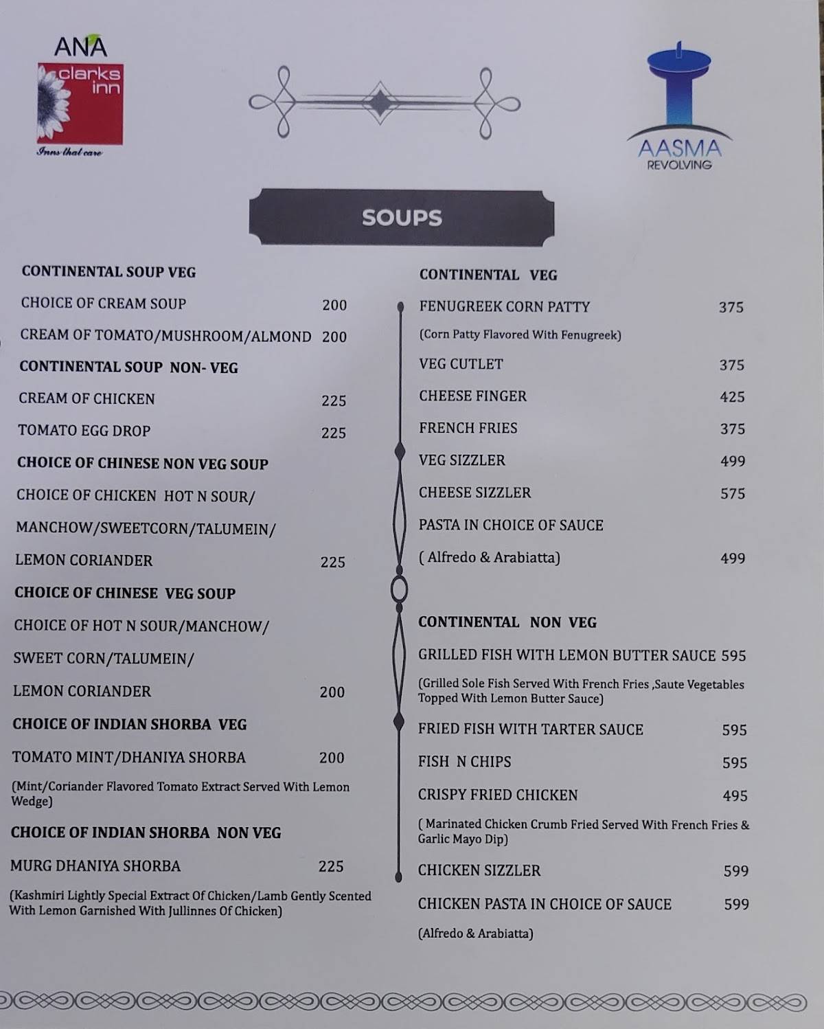 Menu at Aasma Revolving Restaurant, Surajpur, NH22 Mall