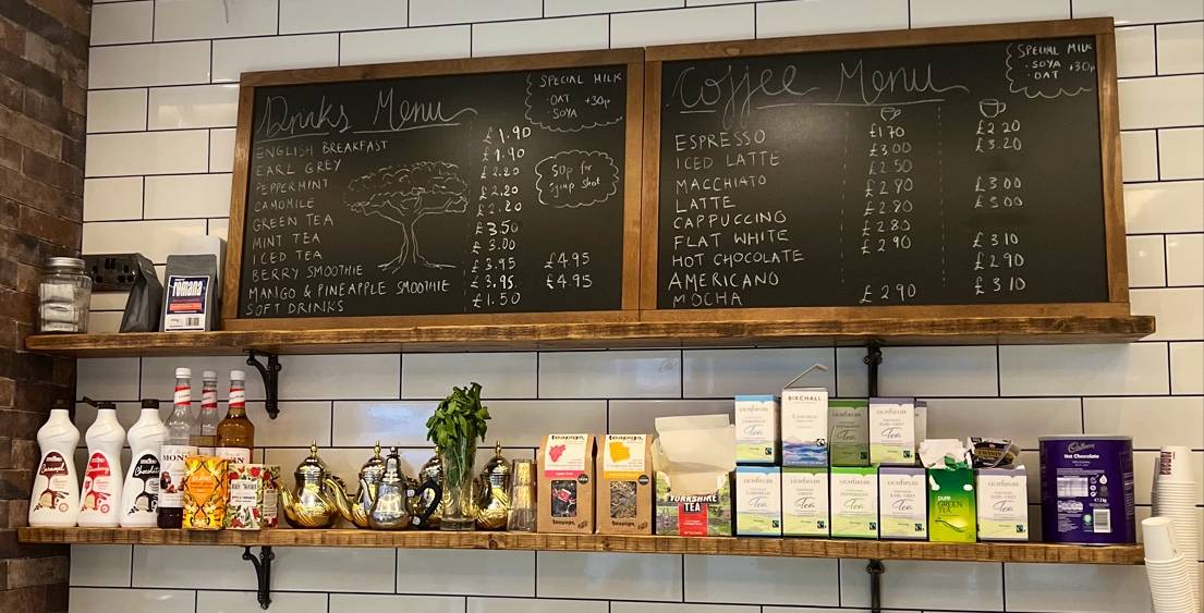 Menu at Acacia cafe, London