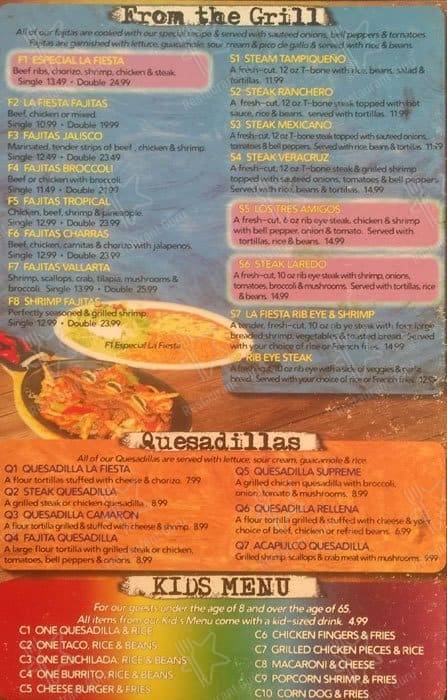 Menu at La Fiesta Mexican Restaurant, Ada, 231 S Mississippi Ave
