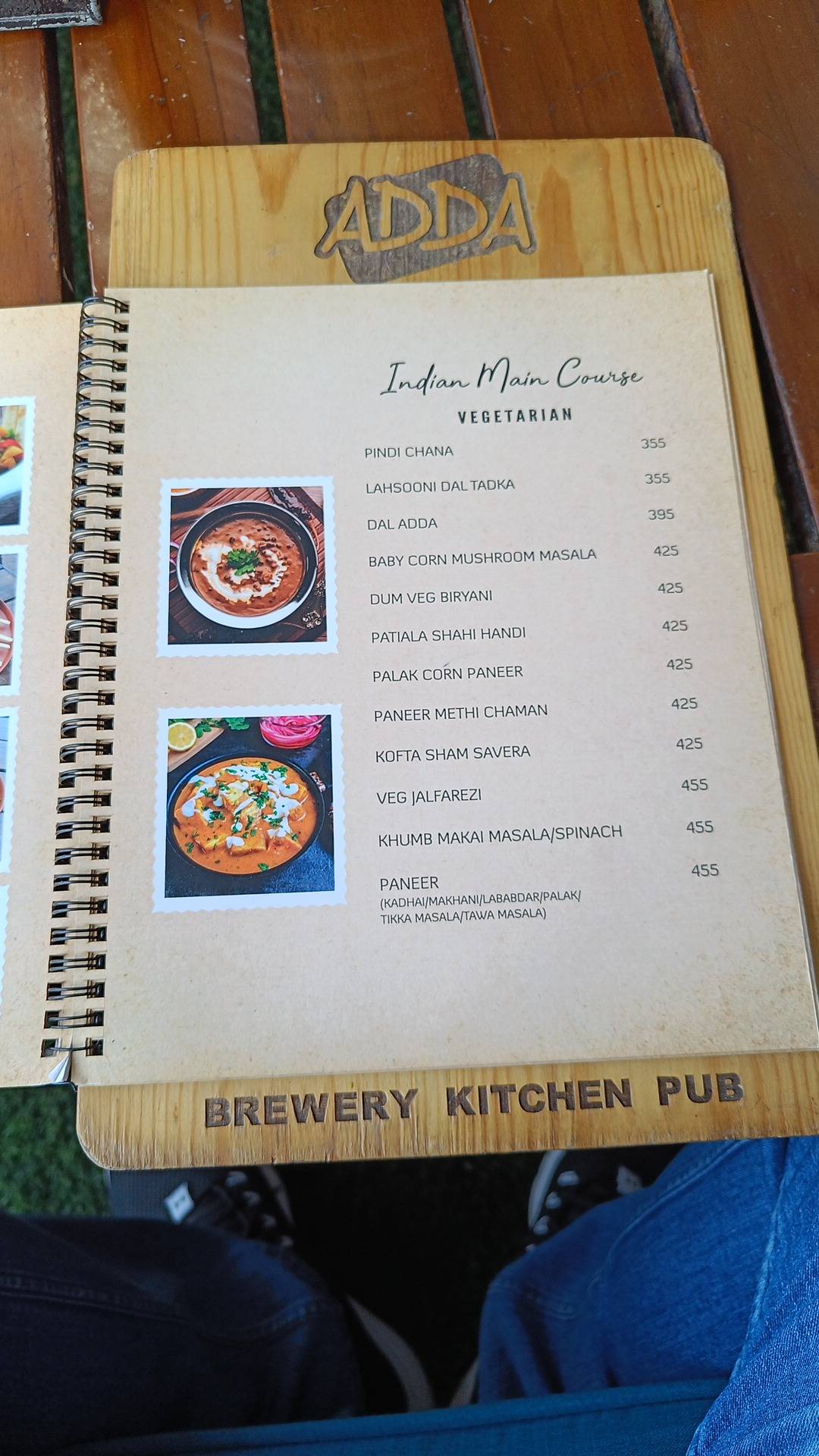 Menu at Adda, Dera Bassi