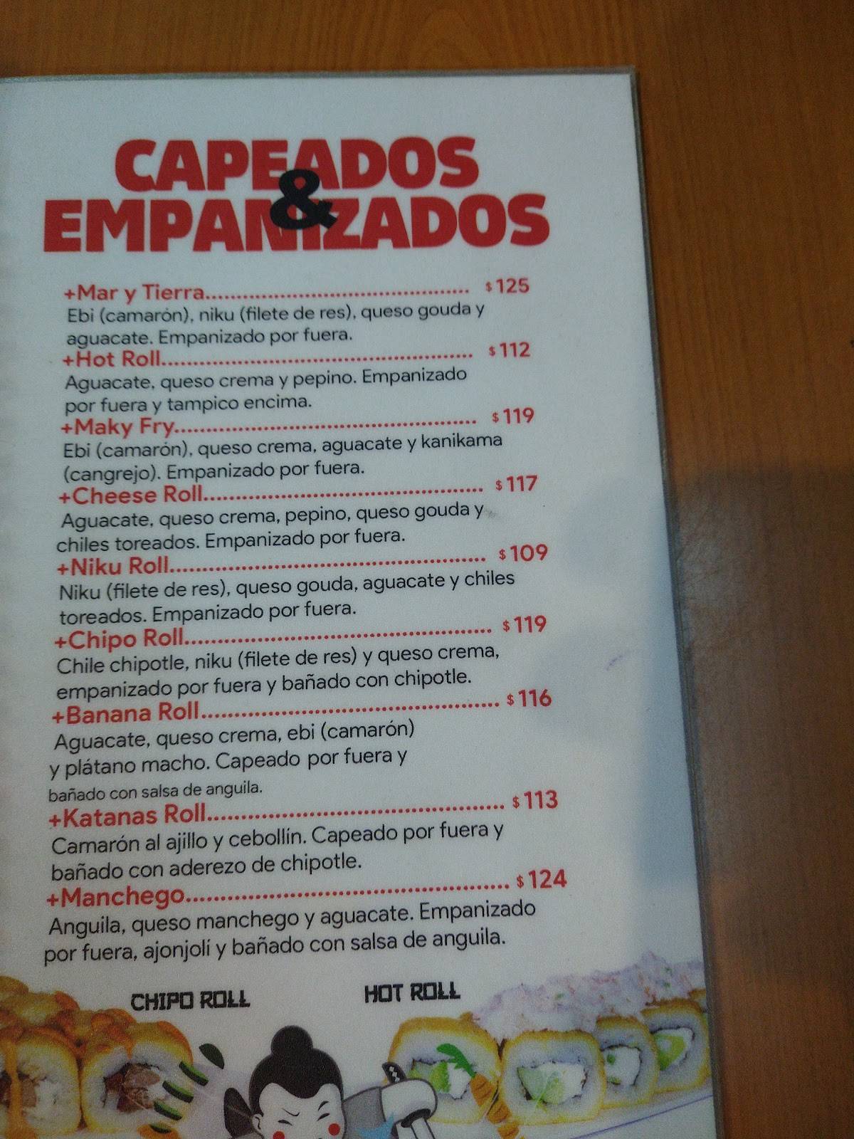 Carta del restaurante Kapital Sushi Oriente, Aguascalientes, Av. del la ...