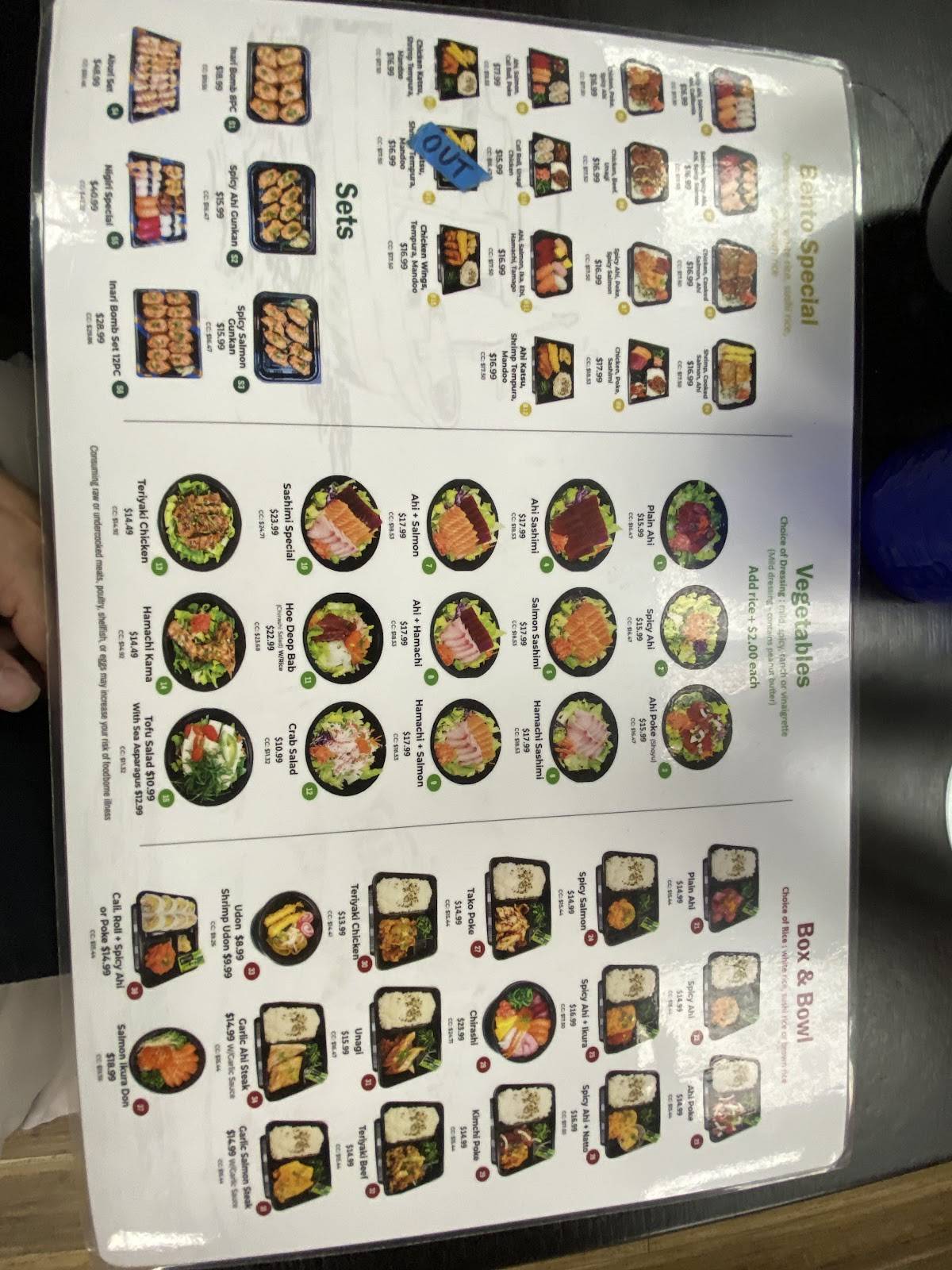 Menu at Ahi and Vegetable - Kapalama restaurant, Honolulu, Dillingham Blvd