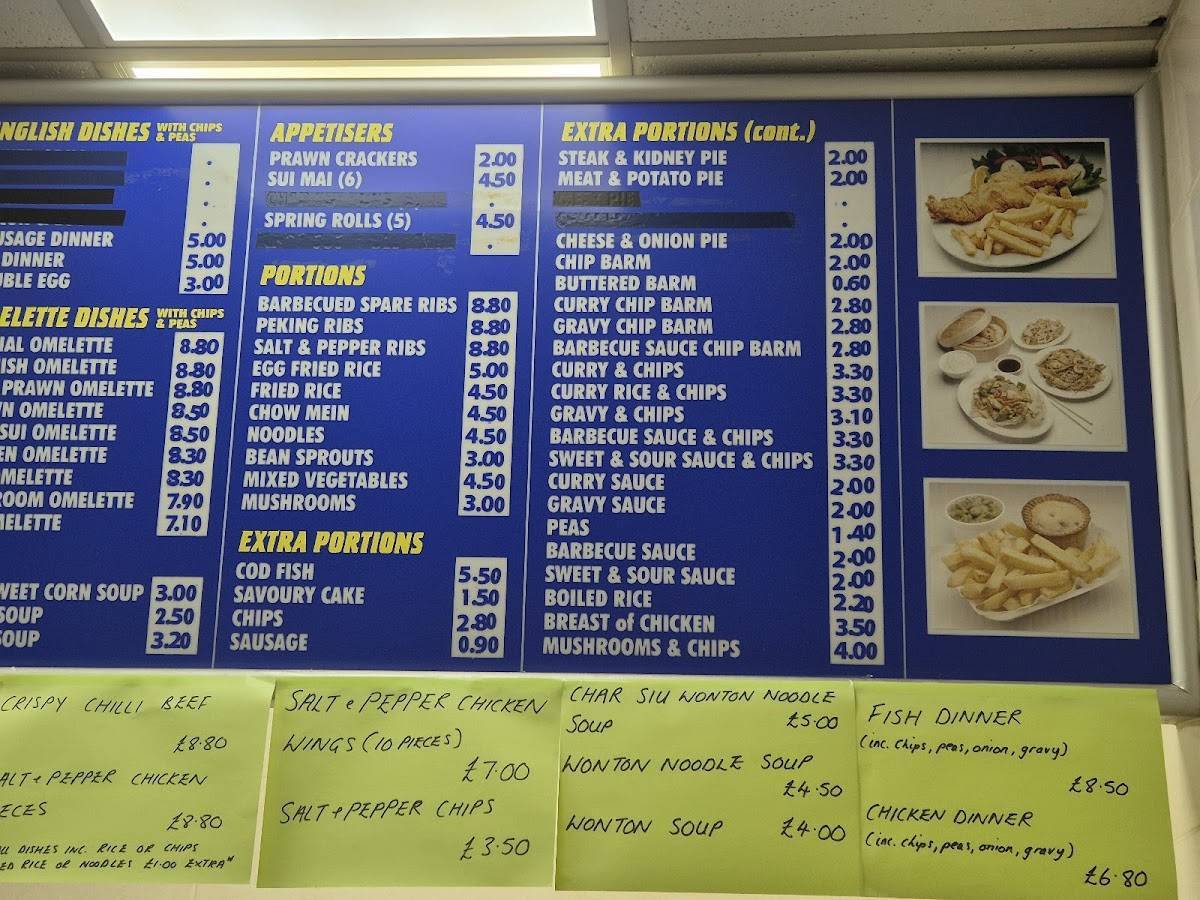Menu at Aigburth Fish & Chips restaurant, Liverpool