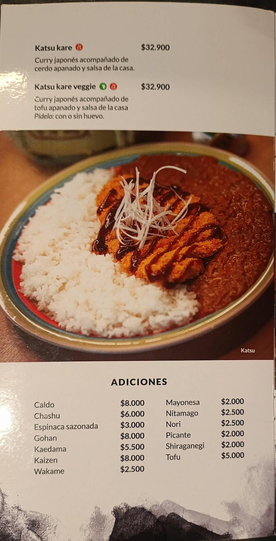 Carta del restaurante Aizu Ramen Izakaya, Bogotá
