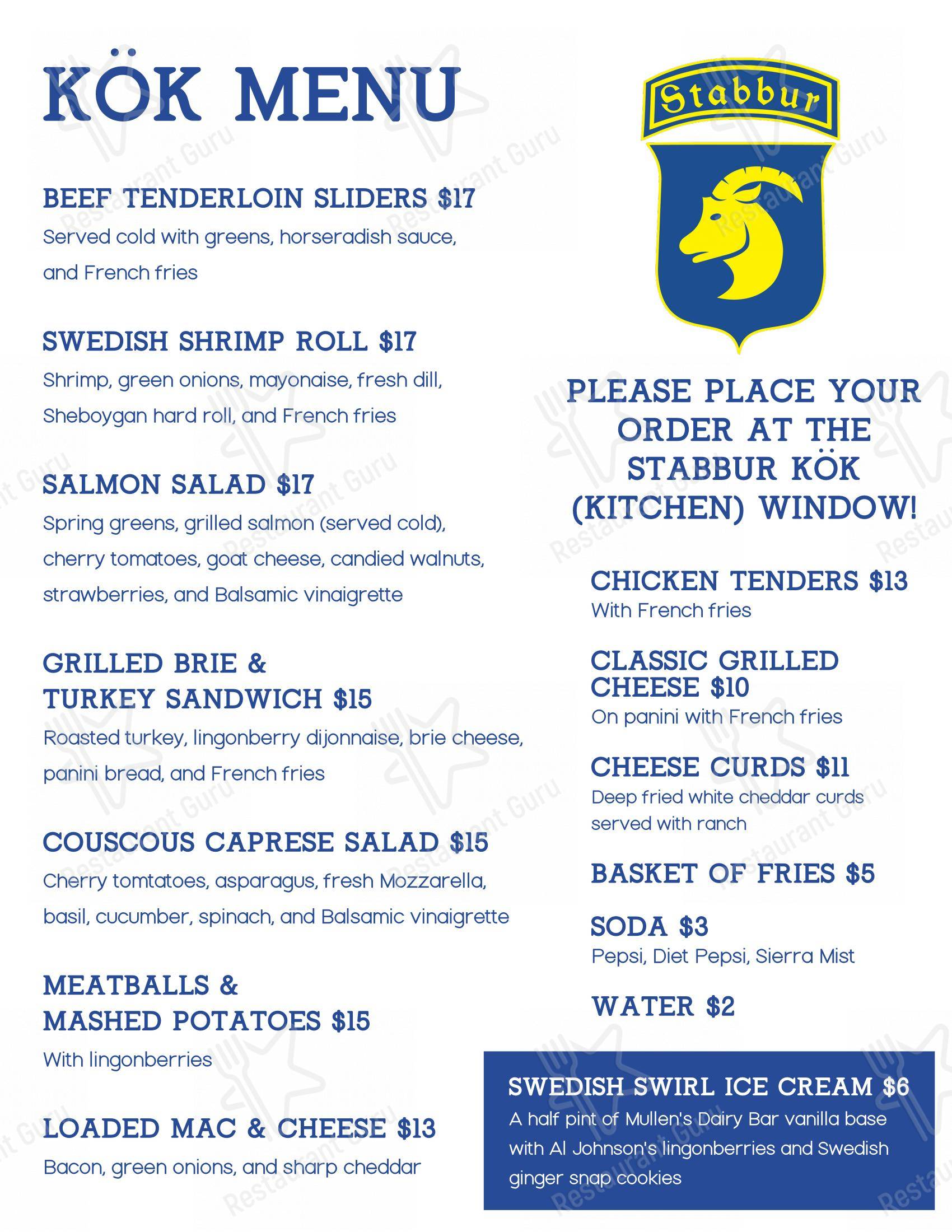Menu at Al Johnson’s Swedish Restaurant & Butik, Sister Bay