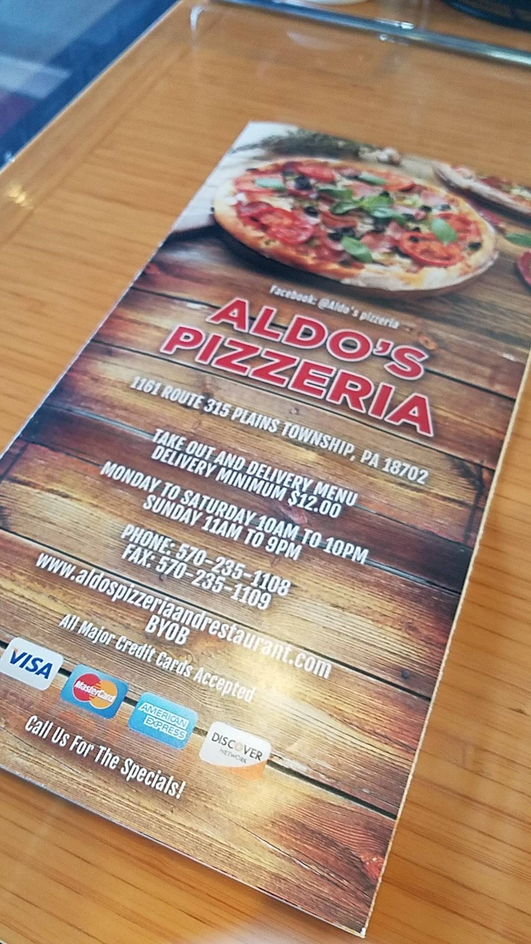 Menu at Aldo's Pizzeria & Restaurant, Wilkes-Barre
