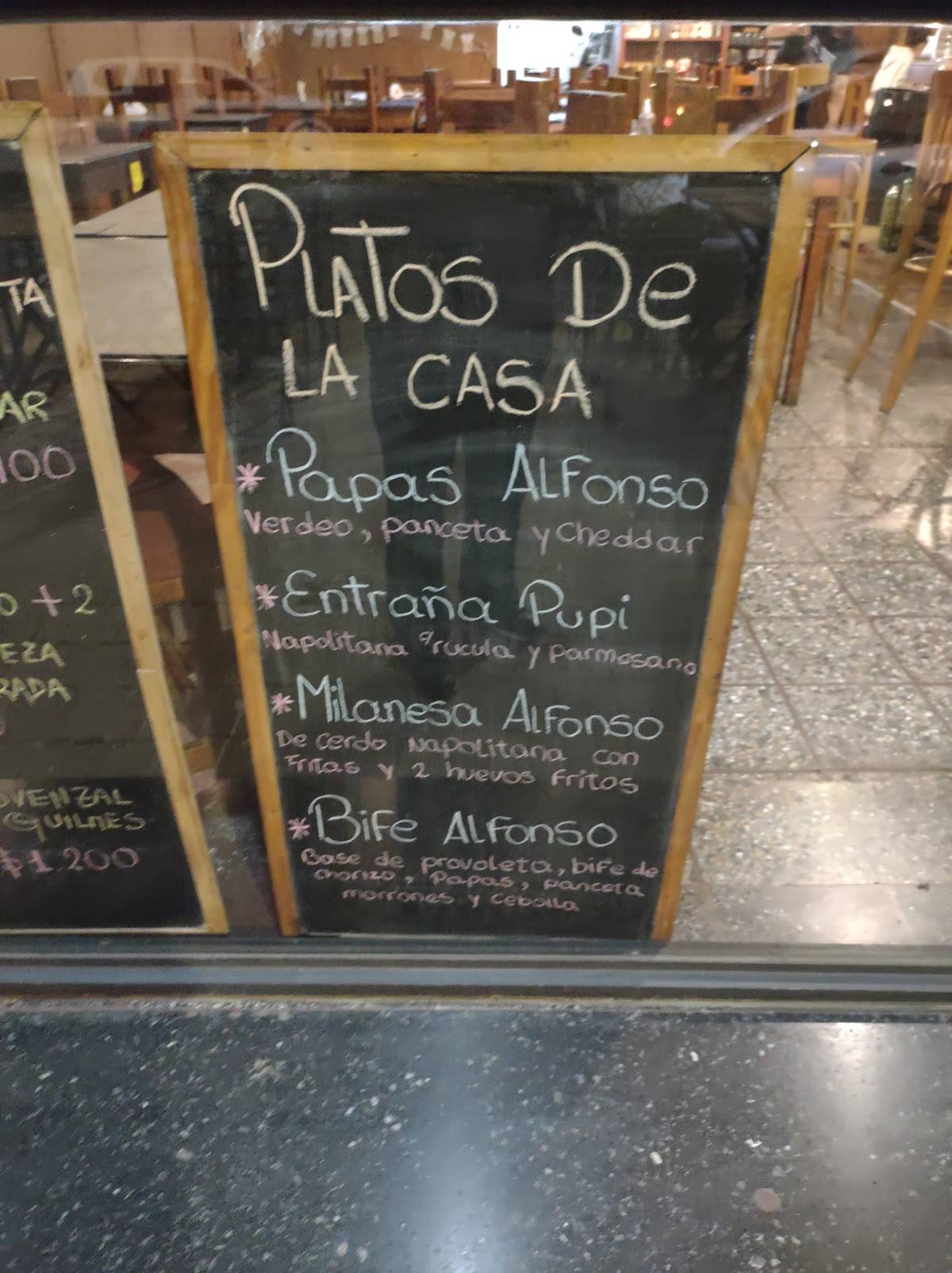 Carta del restaurante Alfonso Bodegón, Quilmes