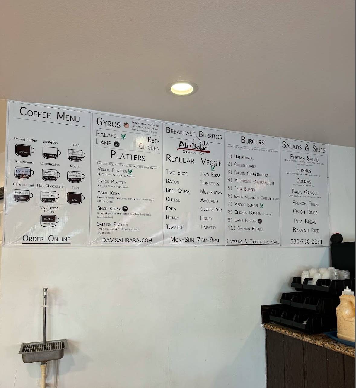 Menu at Ali Baba restaurant, Davis