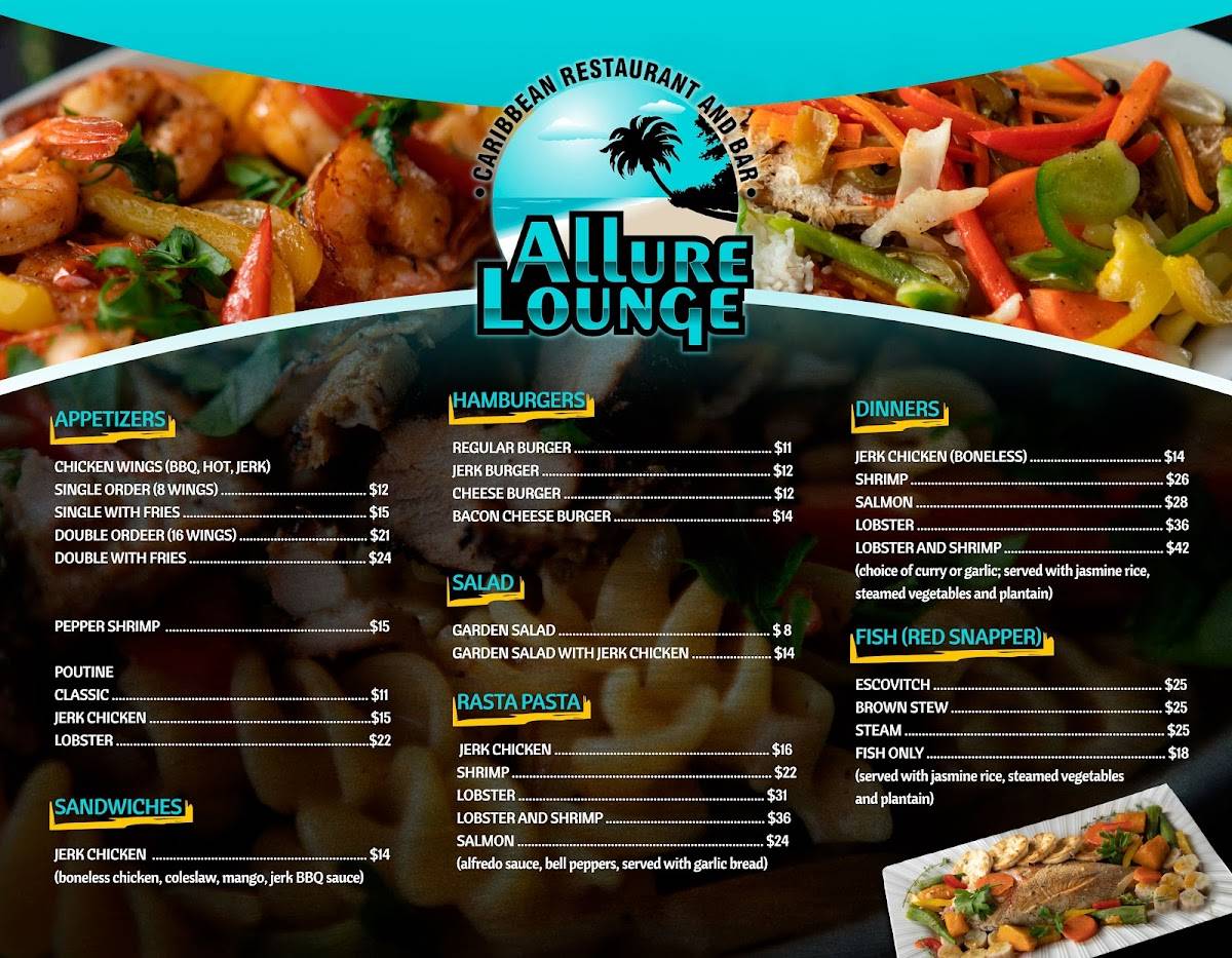 Menu at Allure Lounge Caribbean Restaurant, Hamilton
