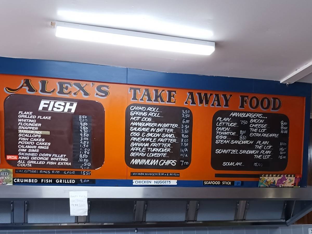 Menu at Alex's Fish and Chips and Take Away Food fast food, Altona