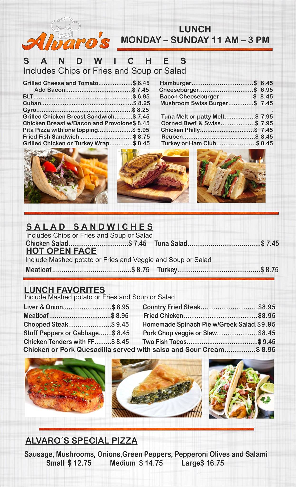 Menu at Alvaro's Family Restaurant, North Port
