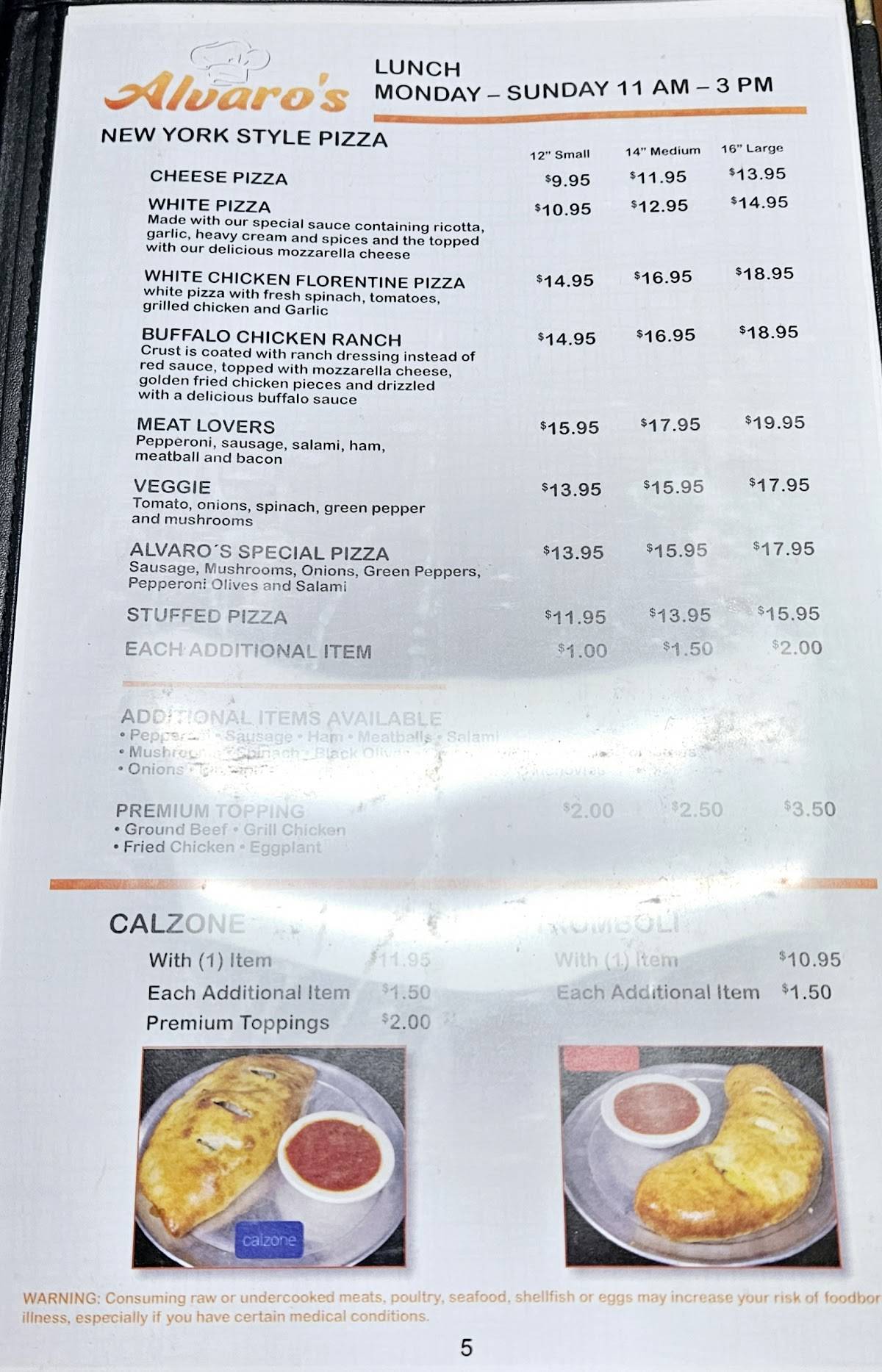 Menu at Alvaro's Family Restaurant, North Port