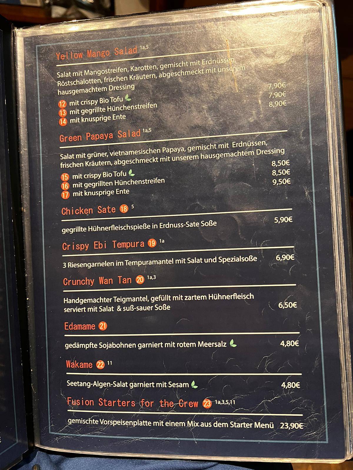 Speisekarte von An An restaurant, Tübingen