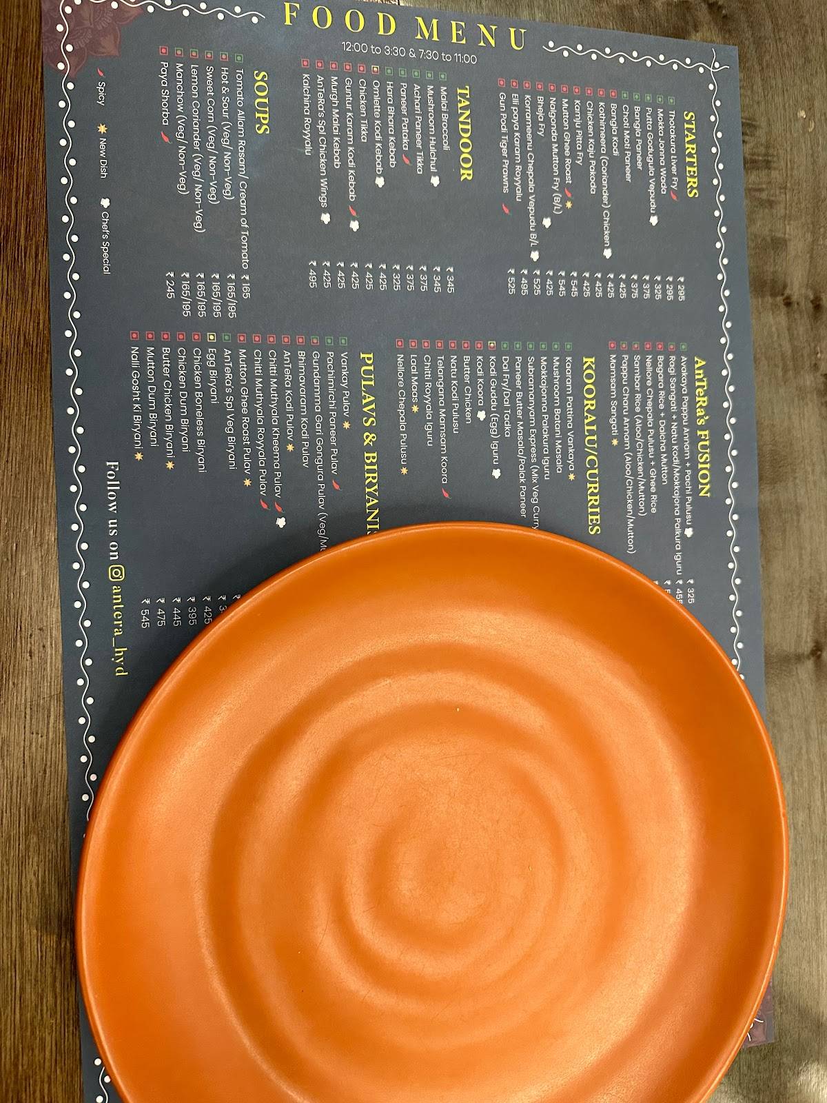 Menu at AnTeRa Kitchen and Bar, Hyderabad