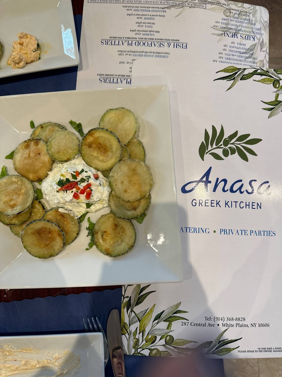 Menu at Anasa Greek Kitchen restaurant, White Plains