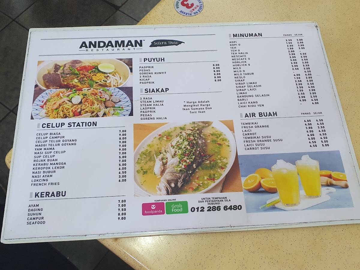 Menu at Andaman Restaurant, Shah Alam