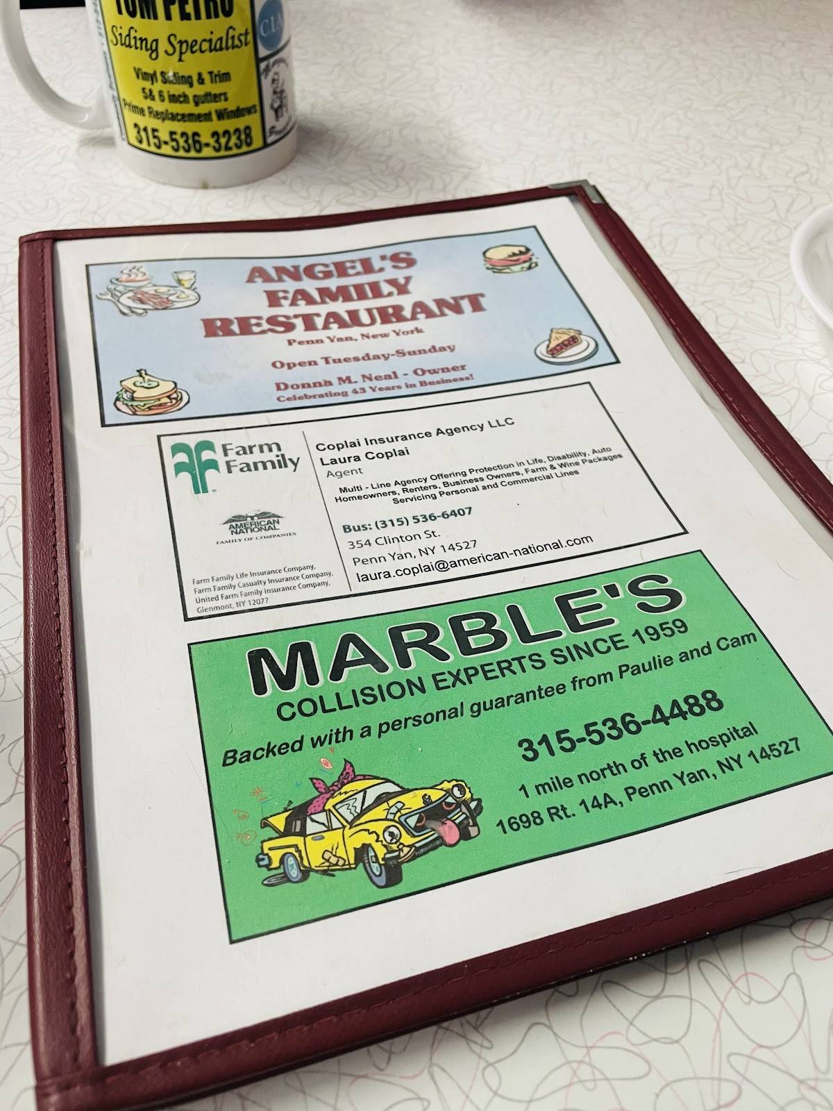 Menu at Angel's Family Restaurant, Penn Yan