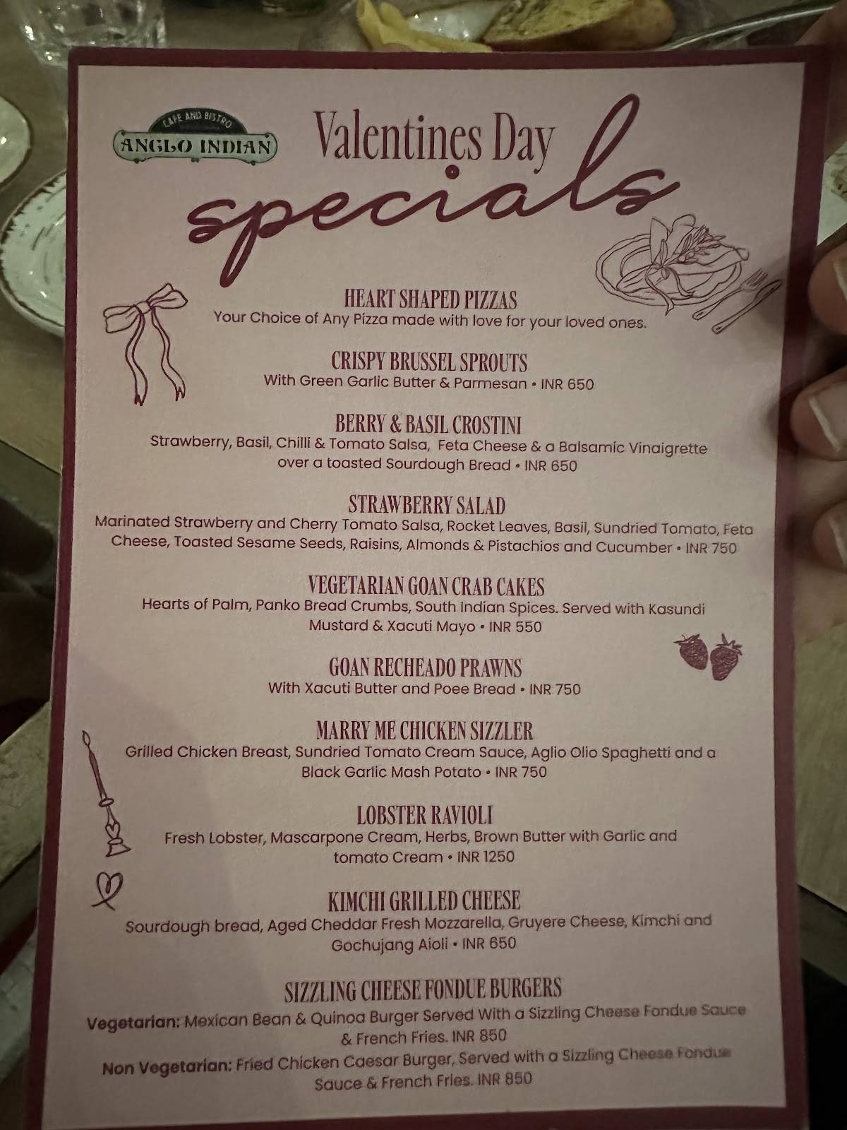 Menu at Anglo Indian Cafe, Lonavala