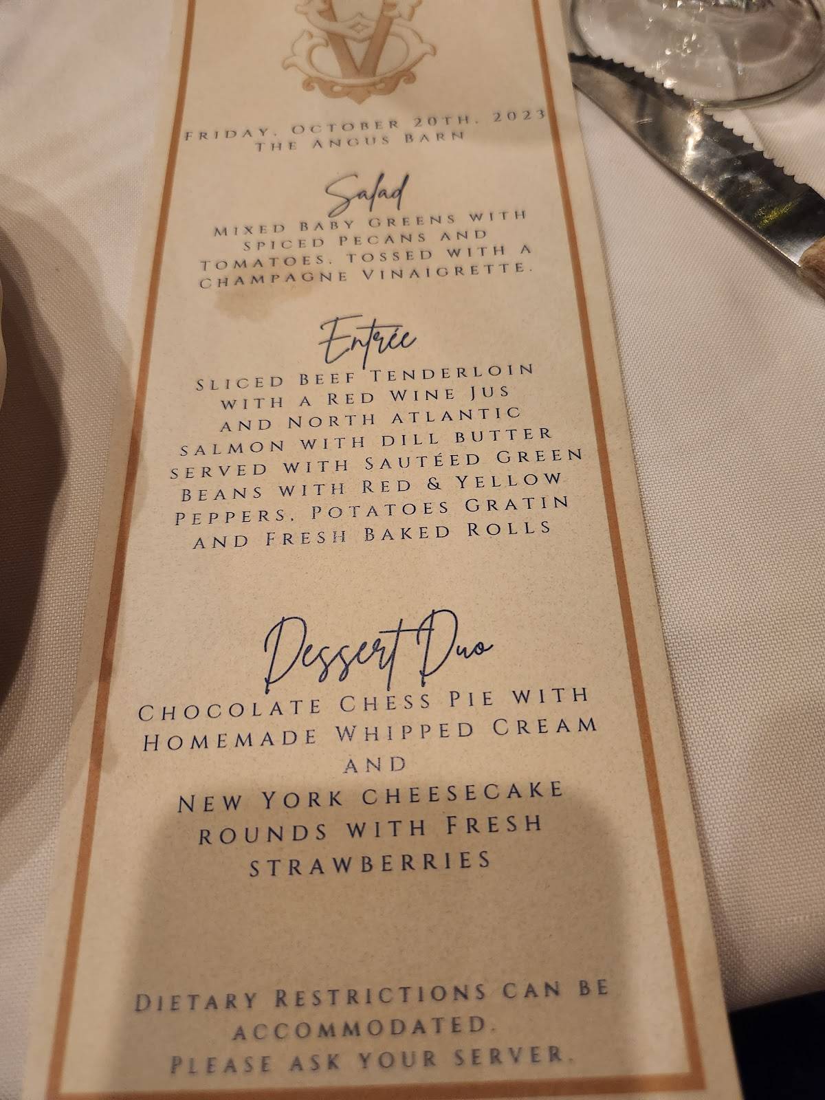Menu at Angus Barn, Raleigh, Glenwood Ave