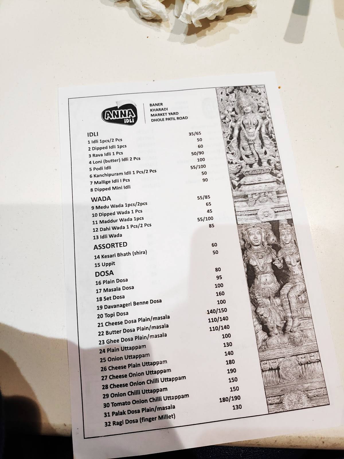 Menu at ANNA Idli, Mumbai, 3