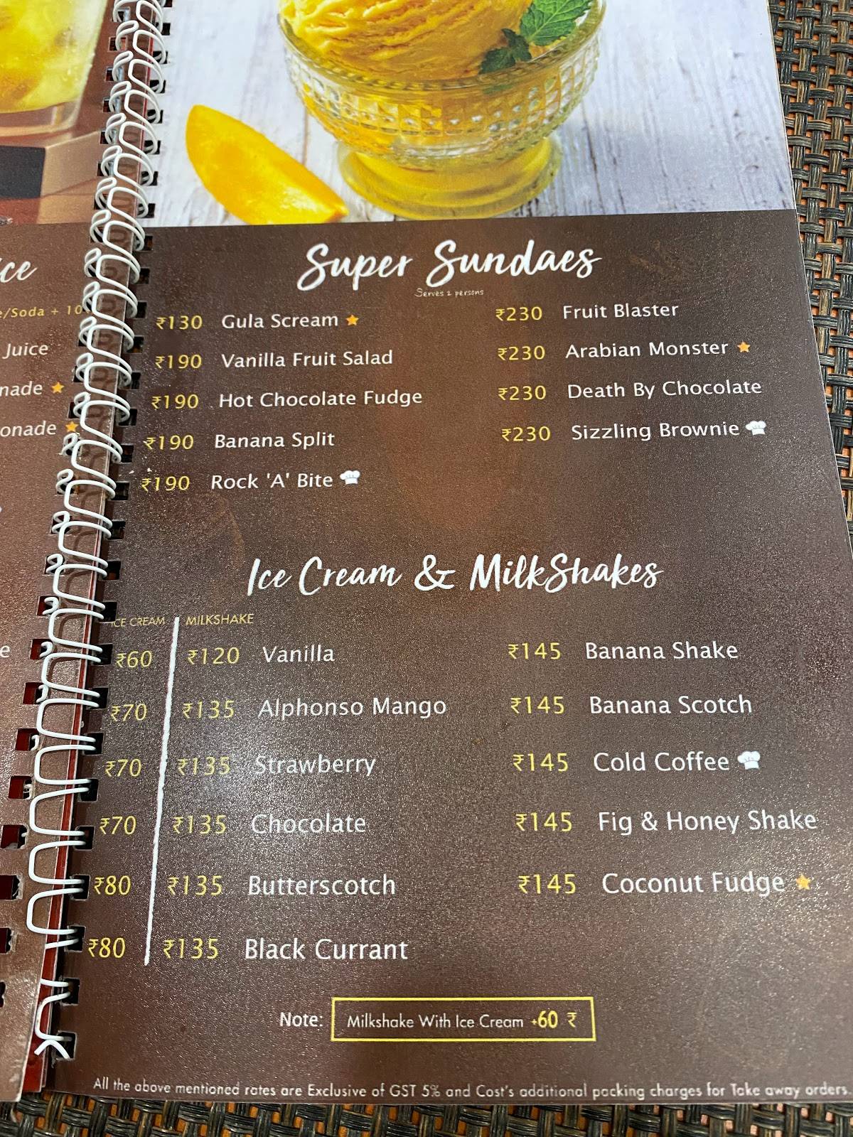 Menu at Annapoorna Mithai, Madurai, 12/2