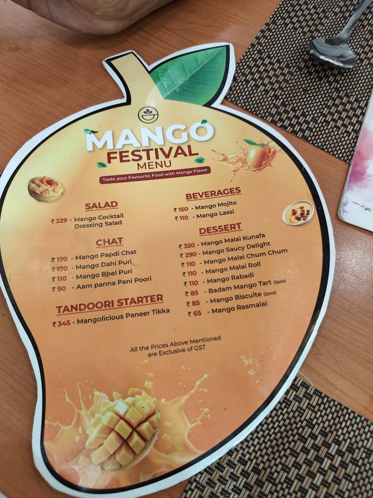 Menu at Annapoorna Mithai, Madurai, 12/2