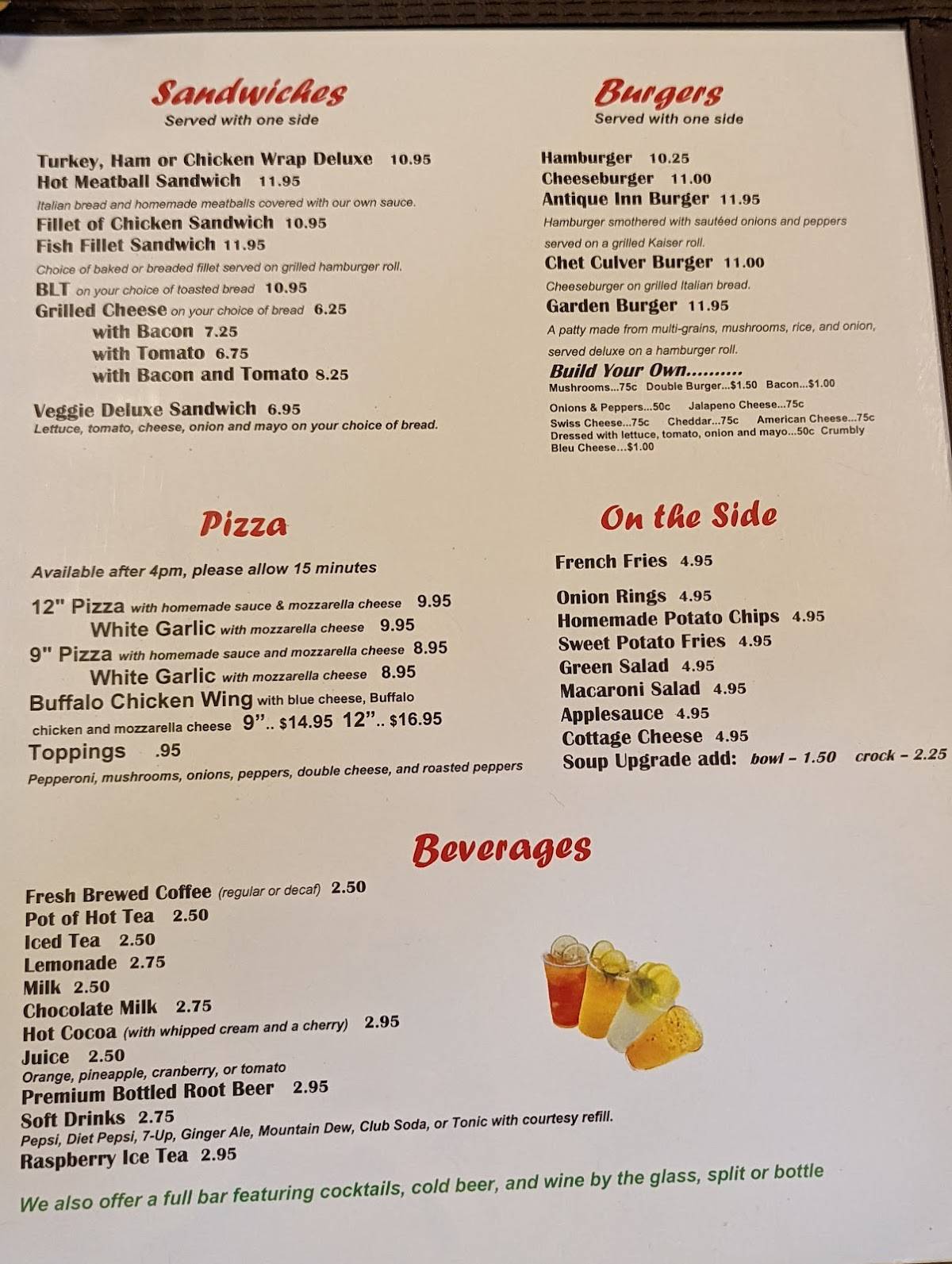 Menu at Antique Inn restaurant, Penn Yan, NY-54A