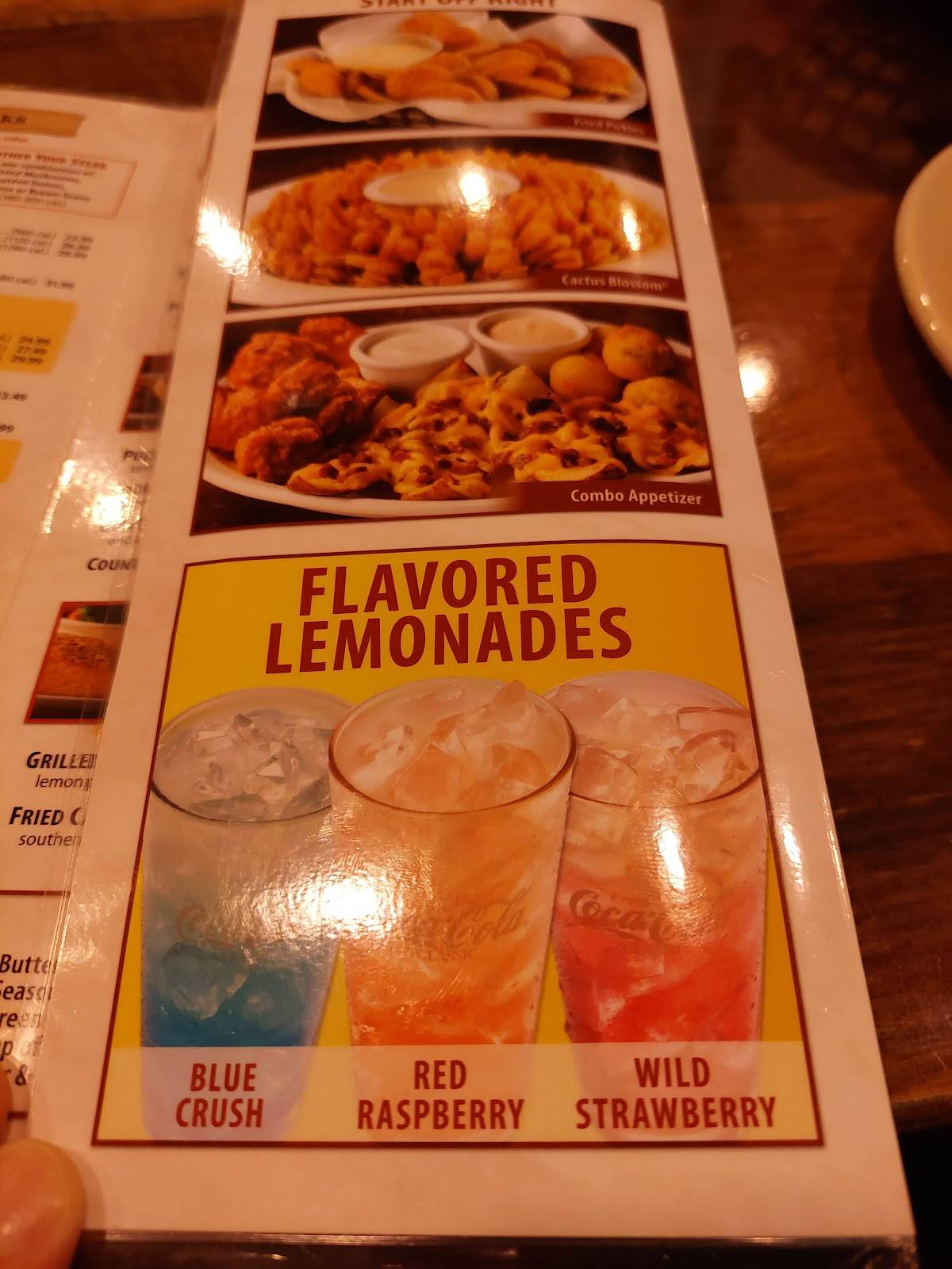 Menu at Texas Roadhouse steakhouse, Apple Valley