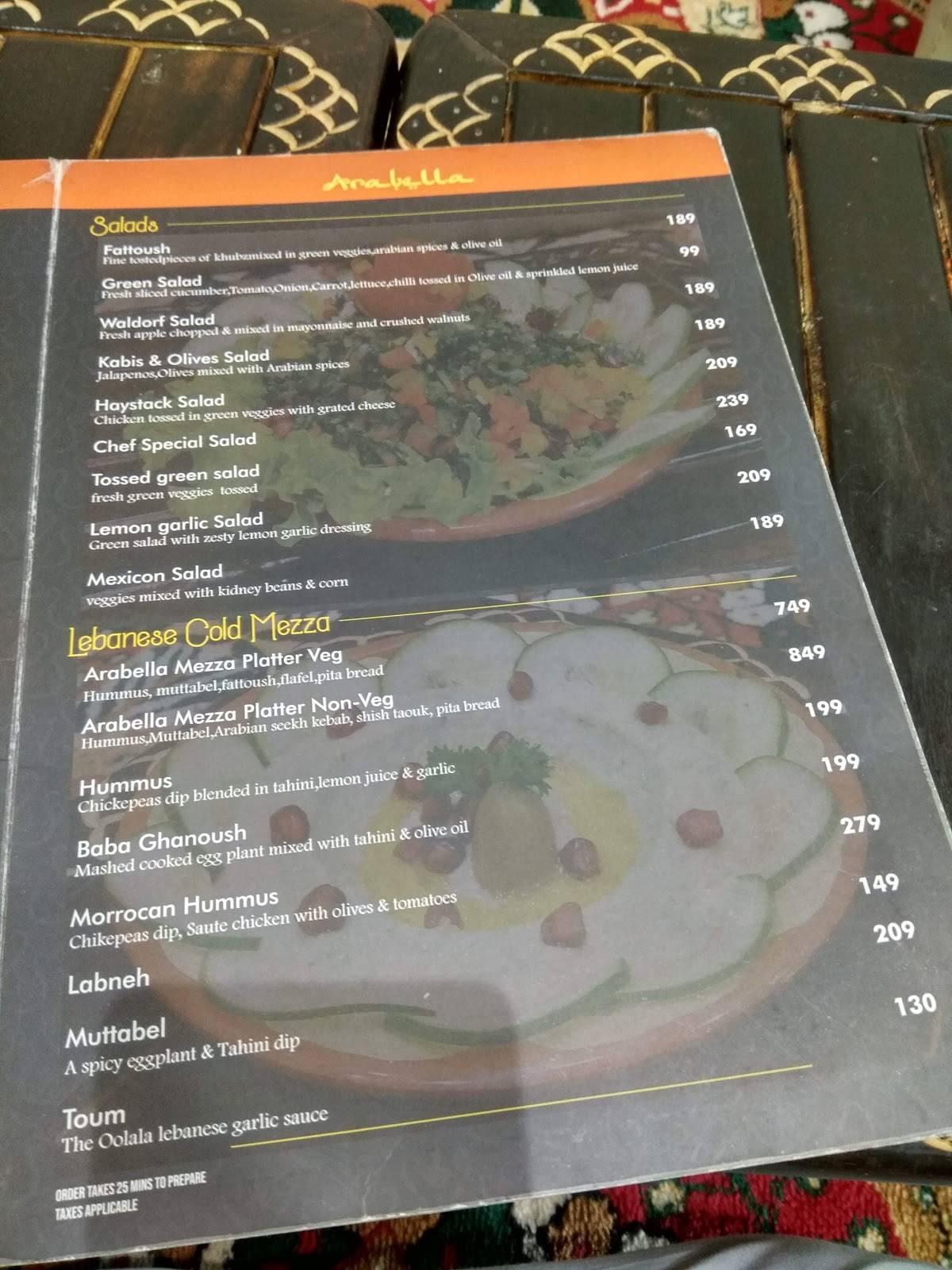 Menu at Arabella House Of Arabic & Lebanese Cuisine, Hyderabad