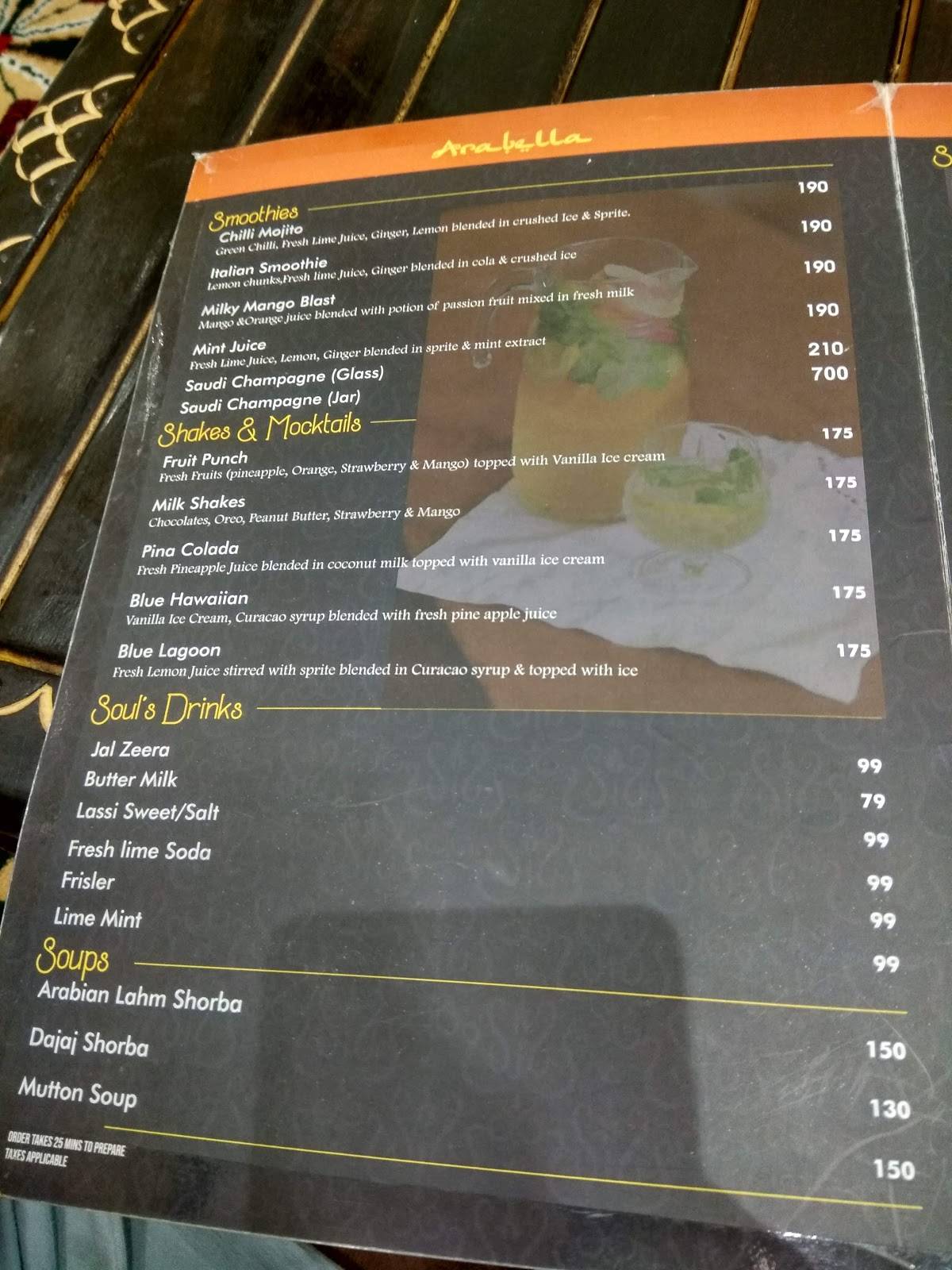 Menu at Arabella House Of Arabic & Lebanese Cuisine, Hyderabad