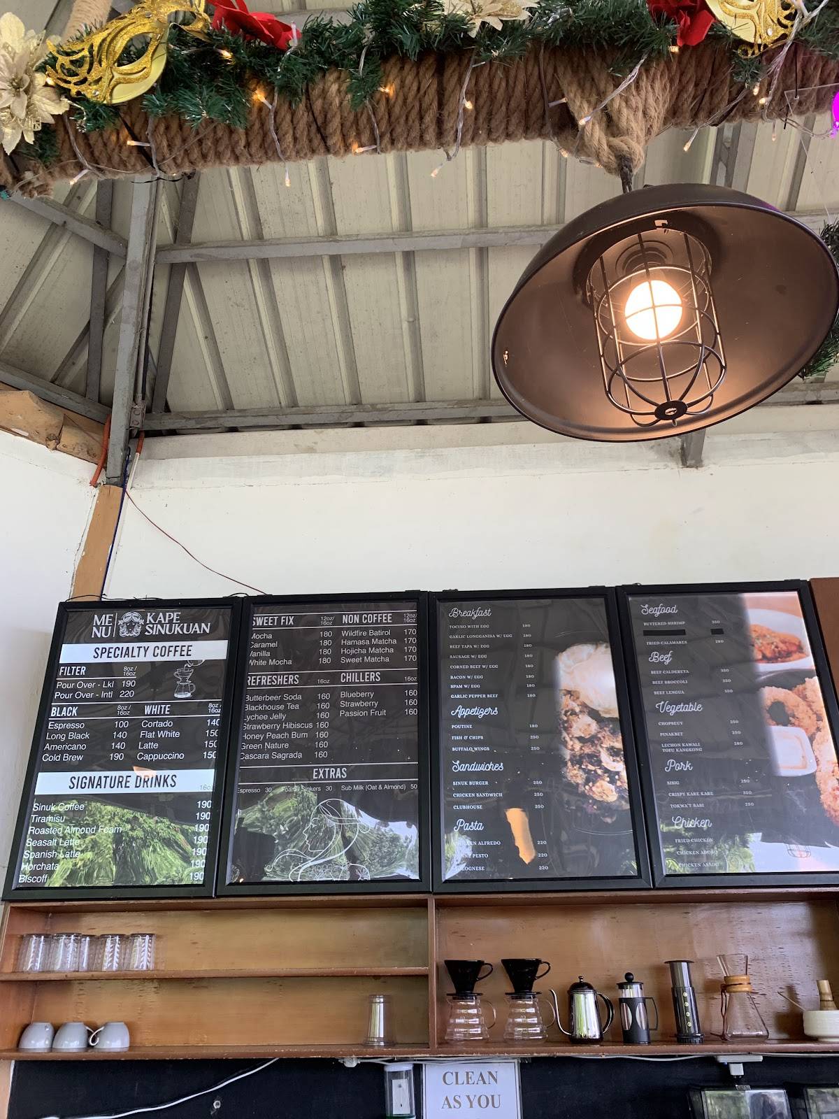 Menu at Kape Sinukuan cafe, Arayat