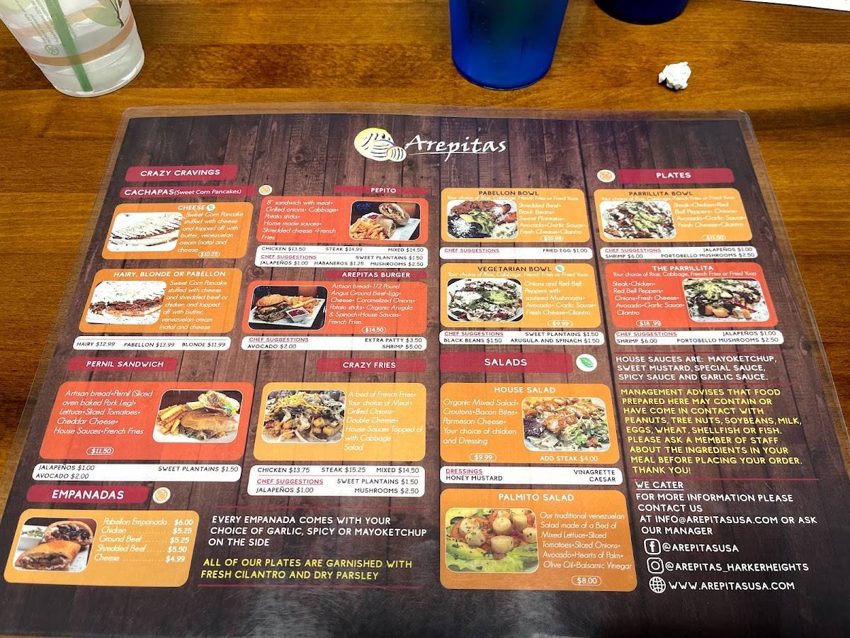 Menu at Arepitas (Harker Heights) restaurant, Harker Heights, 440 E ...