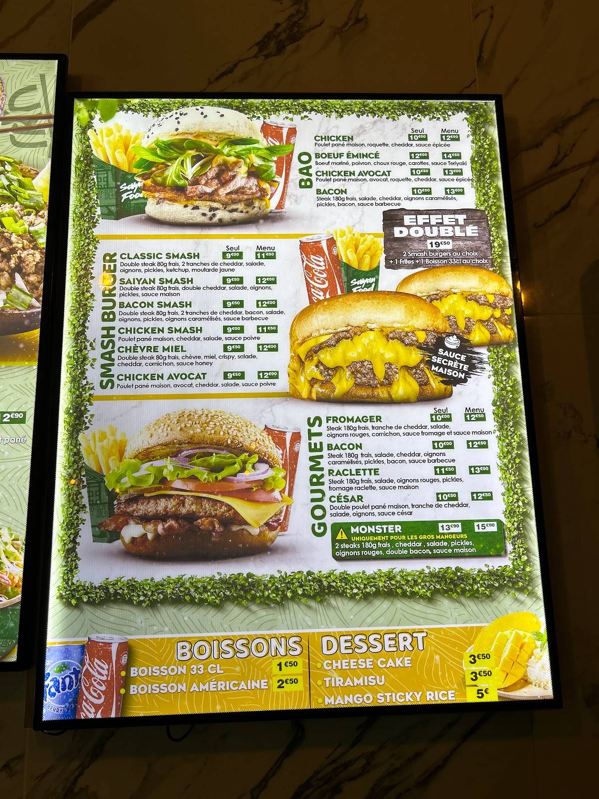 Carta del restaurante Saiyan Food, Argenteuil