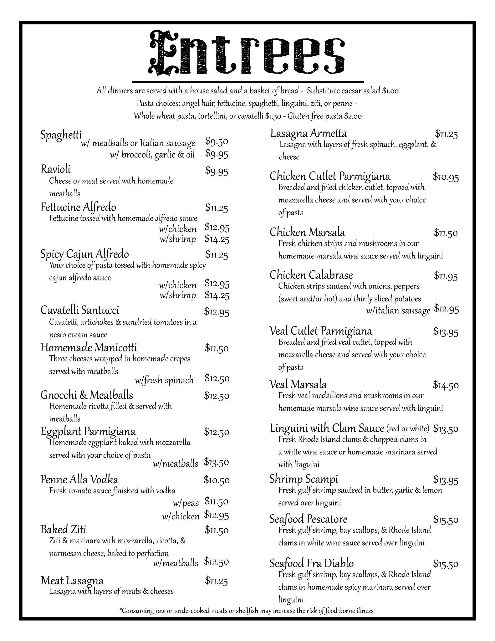 Menu at Armetta's Restaurant & Pizza, Clarks Summit