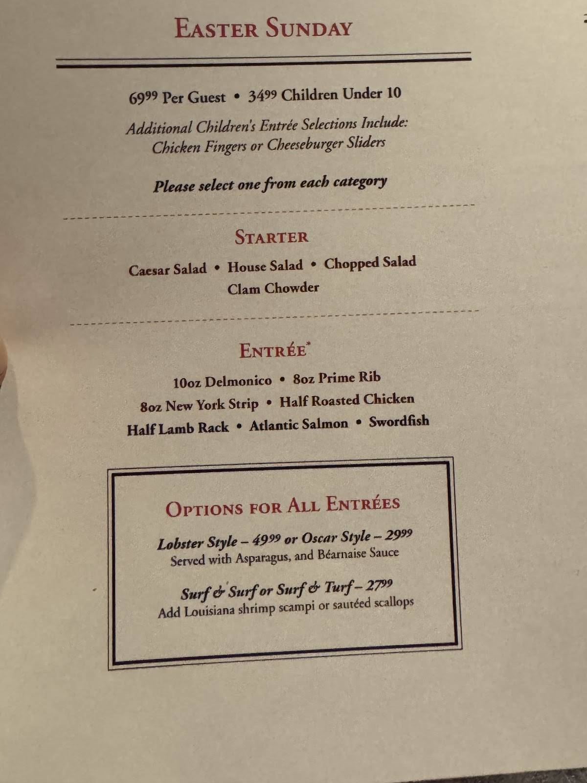 Menu at Arrowhead Grill steakhouse, Glendale