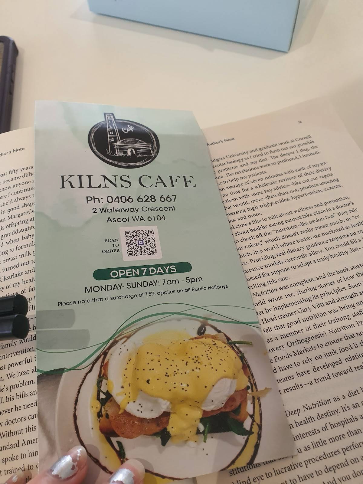 Menu at Kilns Cafe, Ascot