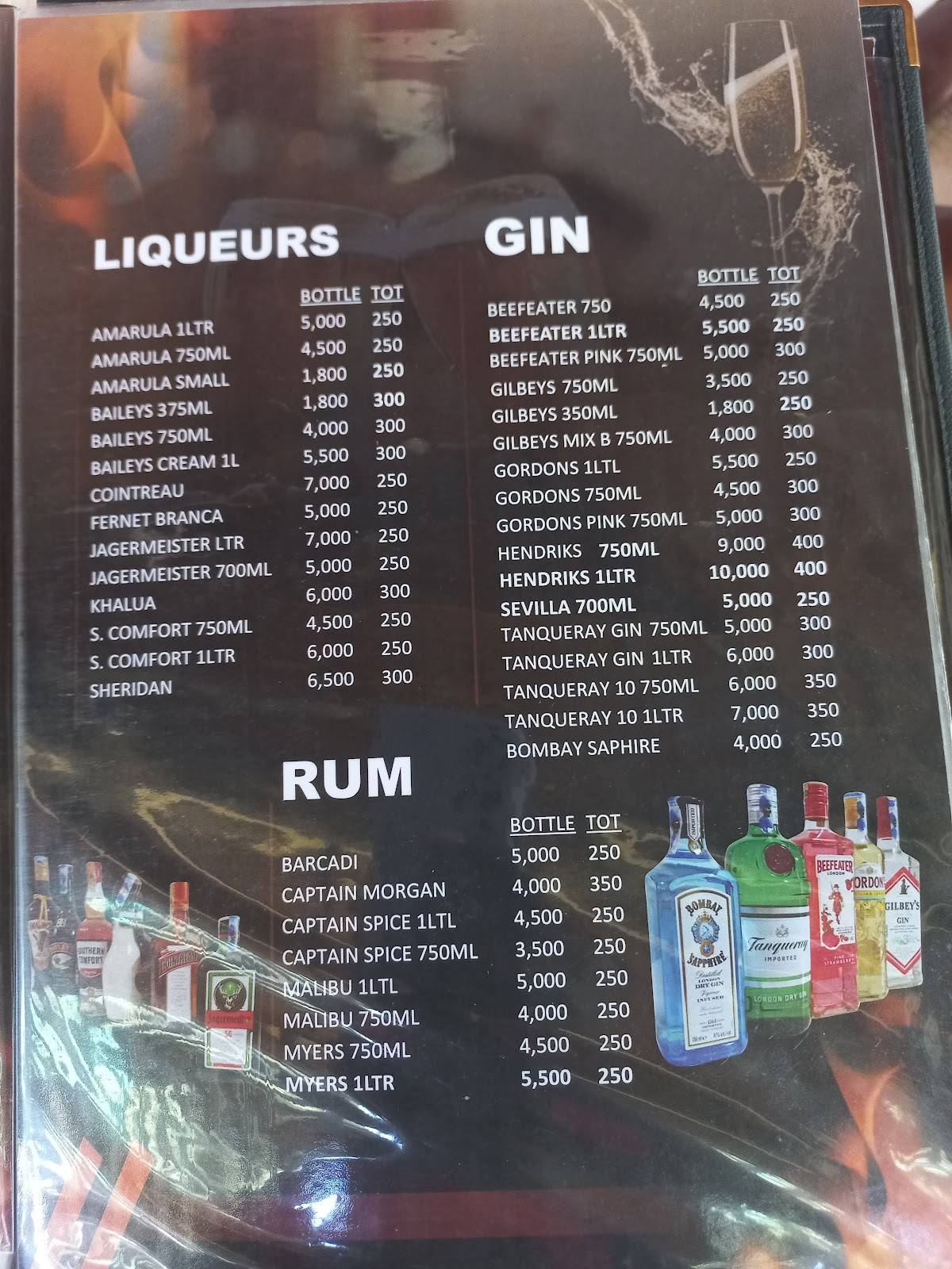 Menu at Ashaki Grill restaurant, Nairobi