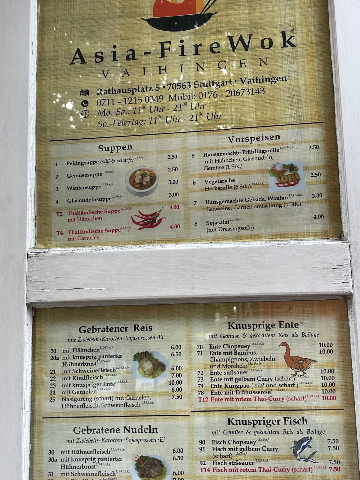 Carta del restaurante Asia Fire-Wok, Stuttgart