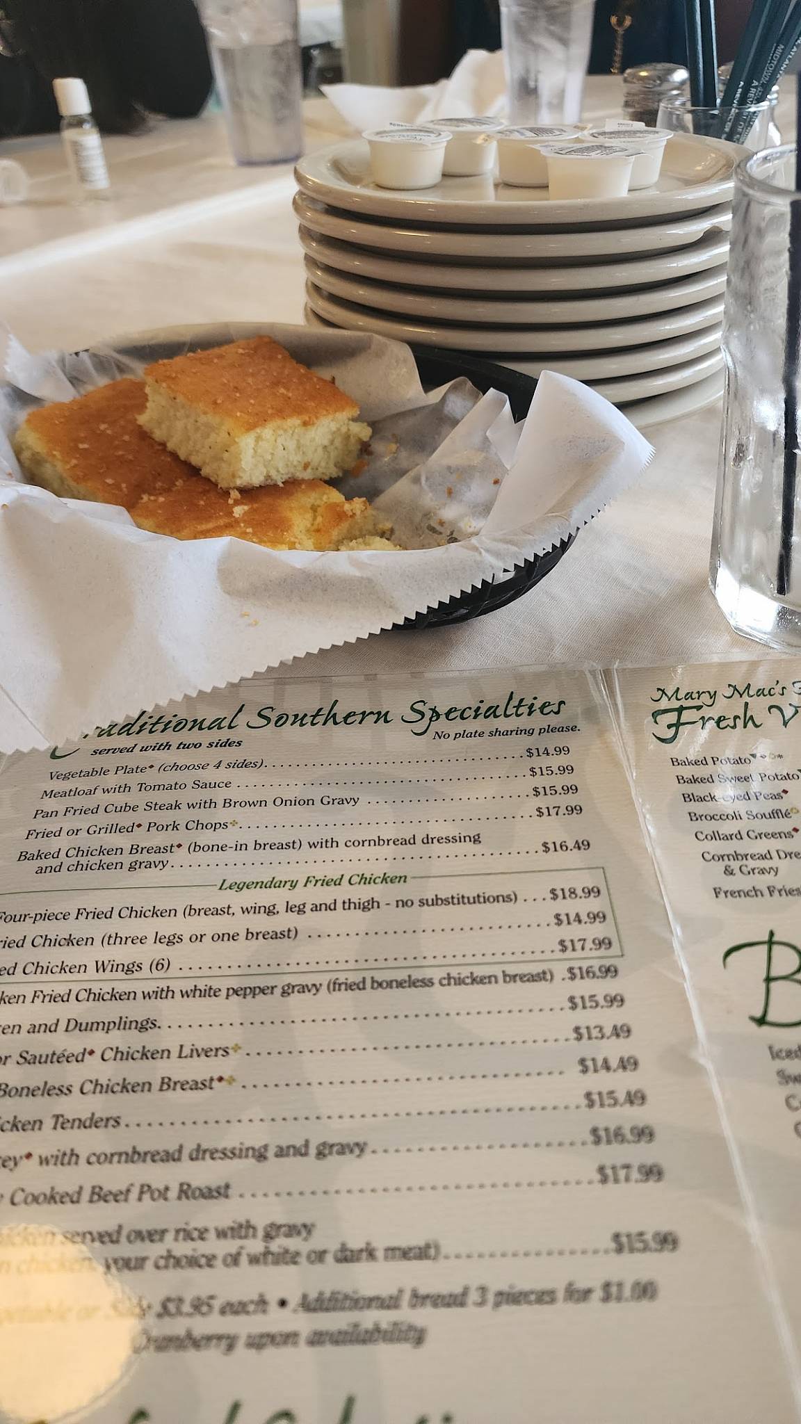 Menu at Mary Mac's Tea Room pub & bar, Atlanta
