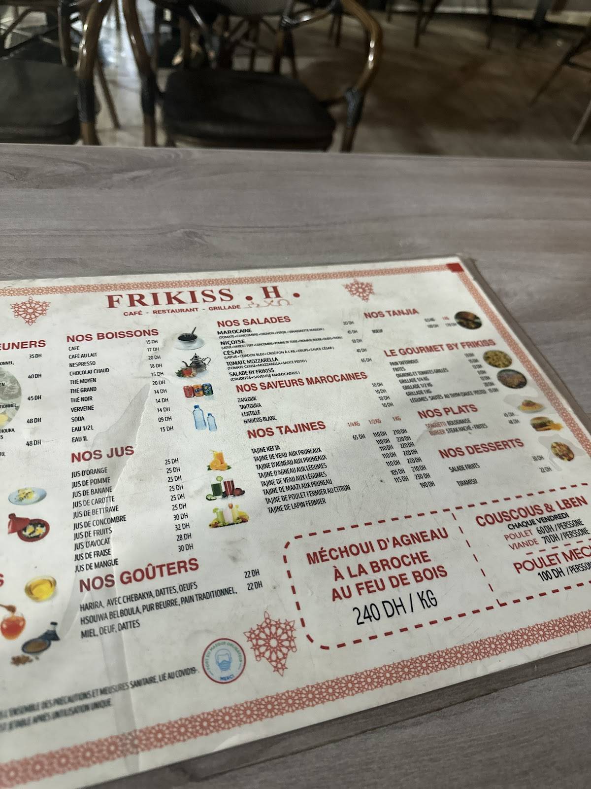 Carta del restaurante Atlas cherifia by frikiss, Marrakech