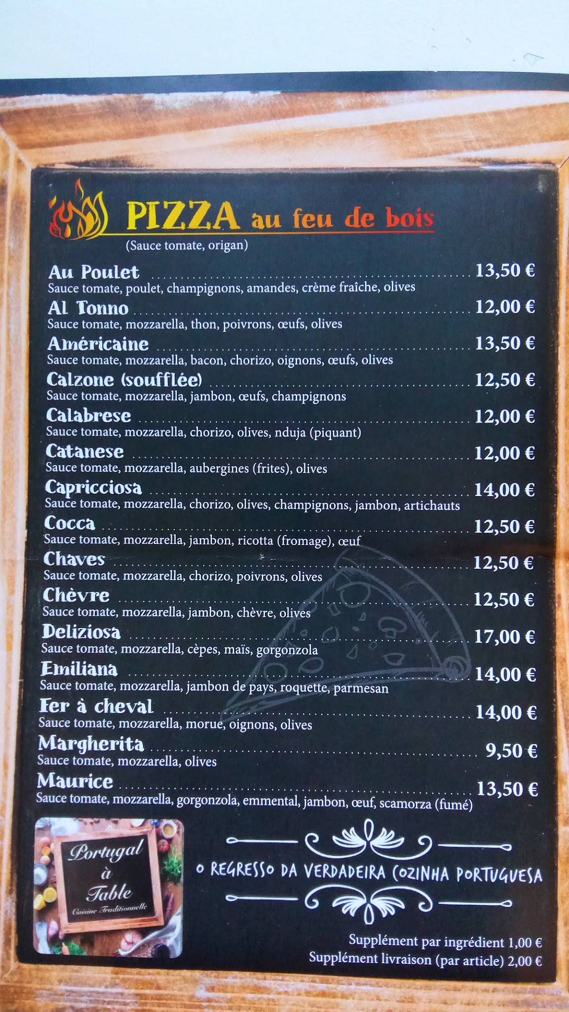 Menu au Au Fer à Cheval restaurant, Osny